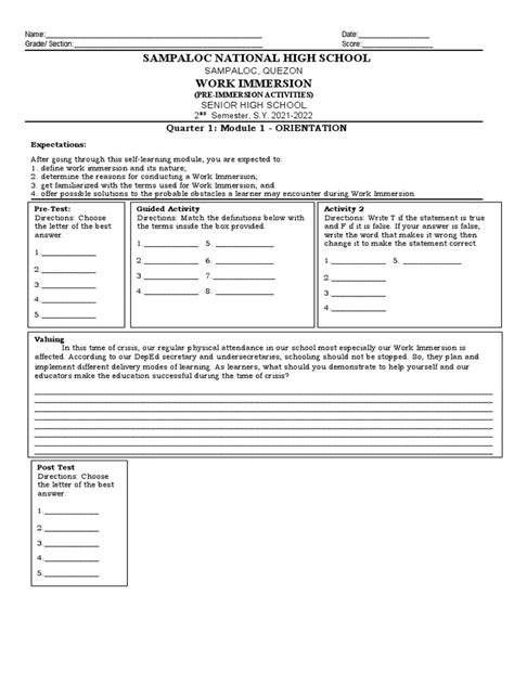 Las Work Immersion Pdf Teachers Behavior Modification