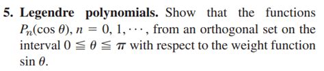 Solved 5 Legendre Polynomials Show That The Functions