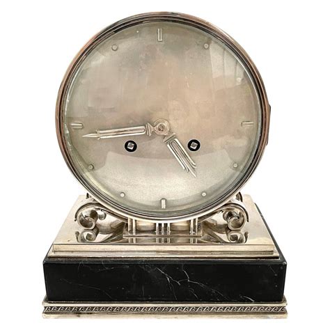 Spectacular Sterling Silver Art Deco Clock By Fleming Sweden Museum