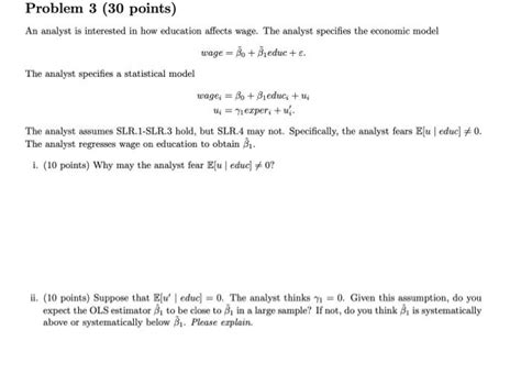 solved problem 3 30 points an analyst is interested in how