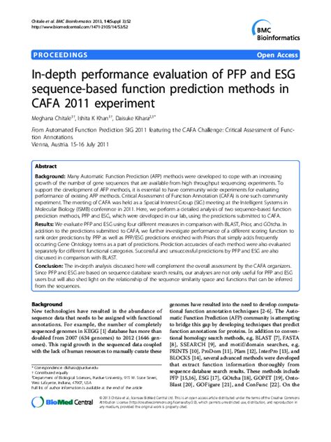 Pdf In Depth Performance Evaluation Of Pfp And Esg Sequence Based