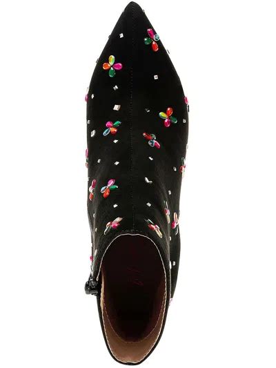 Betsey Johnson Joise Womens Embellished Man Made Ankle Boots In Black