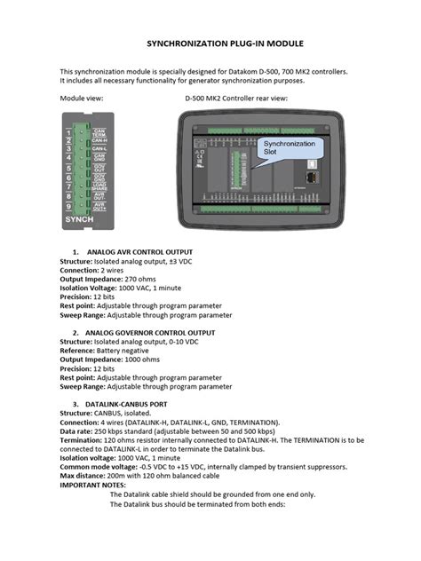 Datakom Genset Synchronization Module For D500 700 Mk2 Controllers Pdf Computers