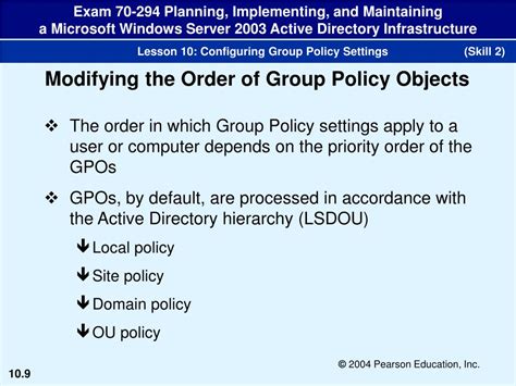 Ppt Configure Group Policy Settings For A Gpo Modify The Order Of