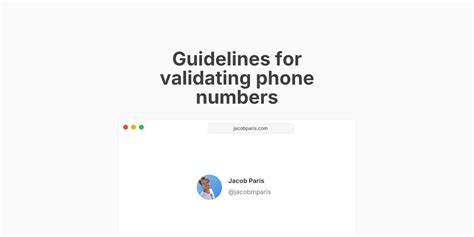 Guidelines For Validating Phone Numbers