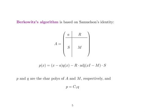 Feasible Proofs Of Matrix Identities With Csankys Algorithm Csl 2005 Ppt