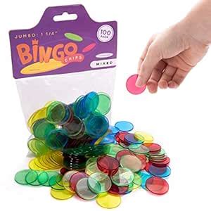 Buy 100 Jumbo Bingo Chips 125ââ‚¬Â Clear Multicolored Plastic Tokens