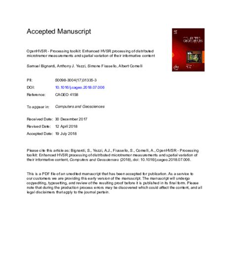 Pdf Openhvsr Processing Toolkit Enhanced Hvsr Processing Of Distributed Microtremor