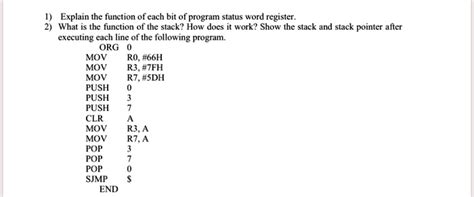 Solved Explain The Function Of Each Bit Of The Program Status Word