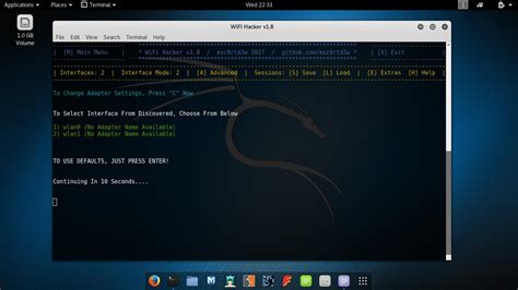 wifi hacker shell script for attacking wireless connections using built in kali tools tech