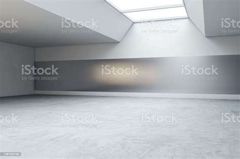 모형 장소와 콘크리트 바닥으로 깨끗한 전시장 내부 3d 렌더링 0명에 대한 스톡 사진 및 기타 이미지 0명 3차원 형태 개념 Istock