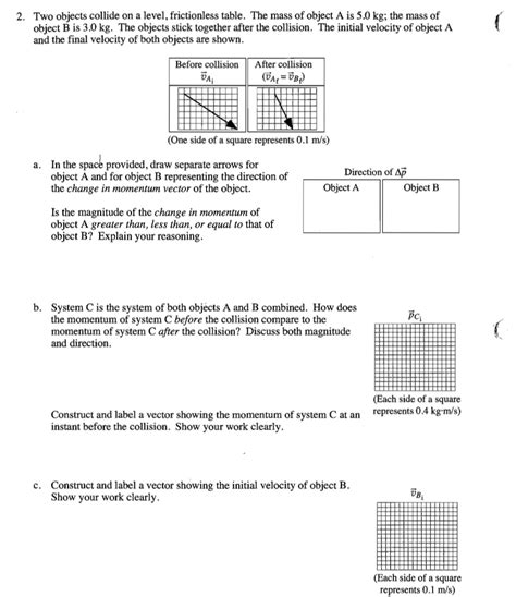 Solved 2 Two Objects Collide On A Level Frictionless