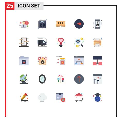Stock Vector Icon Pack Of 25 Line Signs And Symbols For Iot Rewind Hardware Multimedia Back