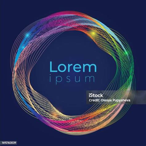 중앙에 비문을 위한 장소가 있는 원 형태의 색깔 있는 파도가 있는 추상적인 배경 포스터 초대장 프리젠테이션 비즈니스를 위한 벡터 템플릿 0명에 대한 스톡 벡터 아트 및 기타