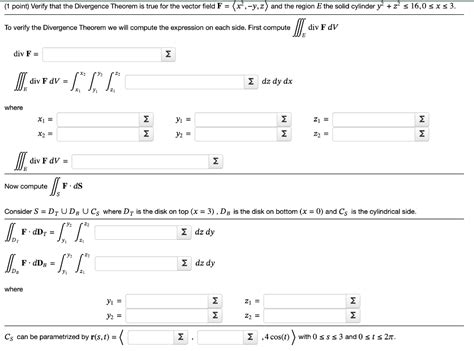 Solved 1 Point Verify That The Divergence Theorem Is True