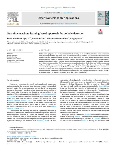 Pdf Real Time Machine Learning Based Approach For Pothole Detection