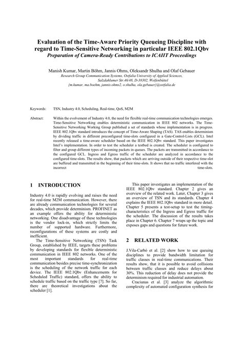 Pdf Evaluation Of The Time Aware Priority Queueing Discipline With
