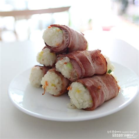 베이컨말이주먹밥 레시피 나트륨을줄인 존쿡 저염베이컨 요리 네이버 블로그