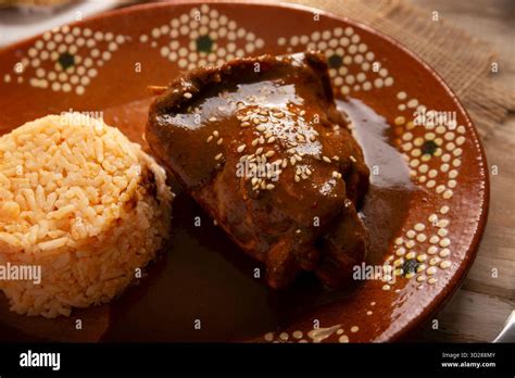 Mole Poblano Chicken With Mole Typical Dish Emblematic Of Mexican