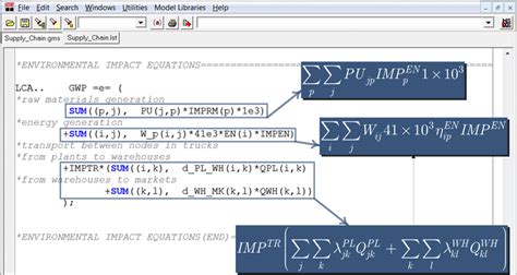 Screenshot Of The Environmental Equations Implemented In Gams It Is