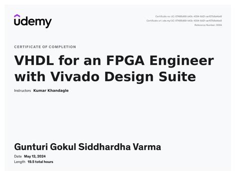 Gokul Siddhardha Varma Gunturi On Linkedin Successfully Completed Vhdl