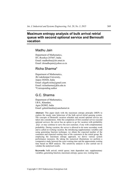 Pdf Maximum Entropy Analysis Of Bulk Arrival Retrial Queue With