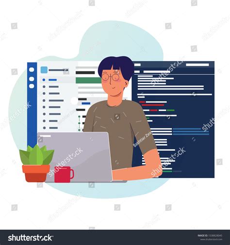 Programmer Working Writing Code On Laptop Stock Vector Royalty Free 1538828045 Shutterstock