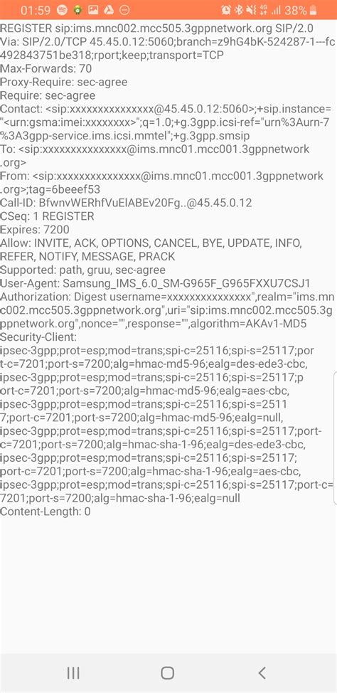 samsung sysdump ims debug view sip message nick vs networking