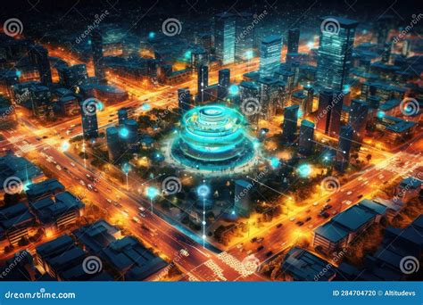 Smart City Infrastructure With Iot Sensor Network Stock Illustration Illustration Of