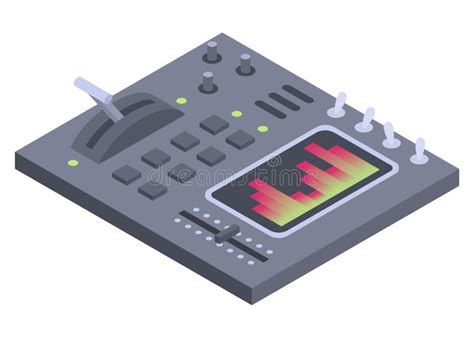 Isometric Control Panel Spaceship With Slider Controllers Buttons 3d