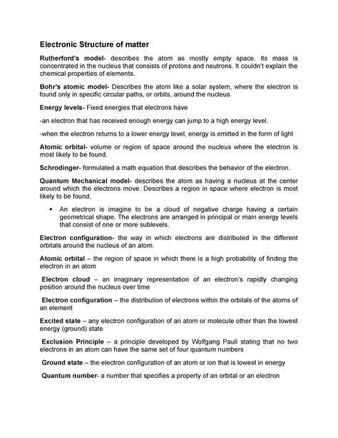 Chemistry Electronic Structure Of Matter Electronic Structure Of