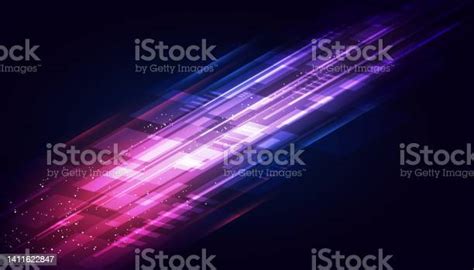 현대 추상적 인 기하학적 고속 조명 효과 파란색 배경에 대한 기술 미래 지향적 인 동적 모션 배너 또는 포스터 디자인 배경 개념의 이동 패턴 0명에 대한 스톡 벡터 아트 및