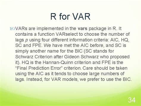 Vector Autoregression 1 Overview Vector Autoregression Var Model