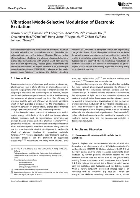 Vibrational‐mode‐selective Modulation Of Electronic Excitation
