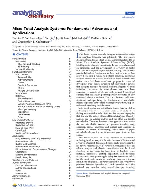 Pdf Micro Total Analysis Systems Fundamental Advances And Applications