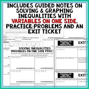 Solving Multi Step Inequalities Variables ONE Side EDITABLE Guided Notes