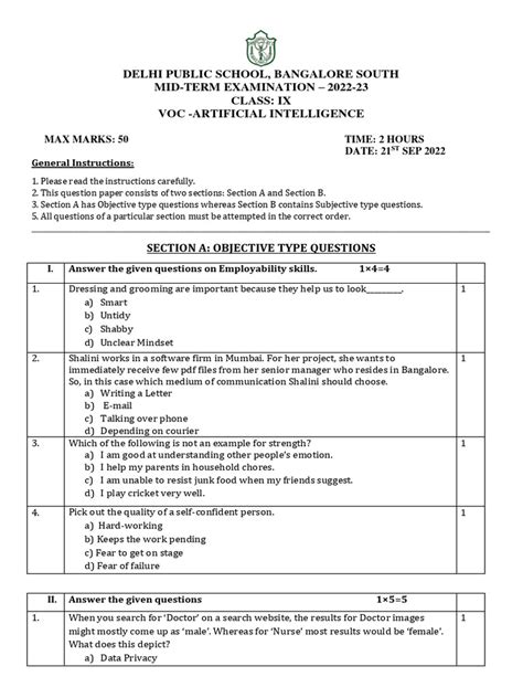 class 9 midterm artificial intelligence pdf artificial intelligence intelligence ai