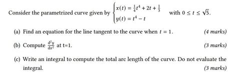 Solved Consider The Parametrized Curve Given By
