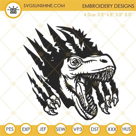 T Rex Scratch Embroidery Design Dinosaur Embroidery File