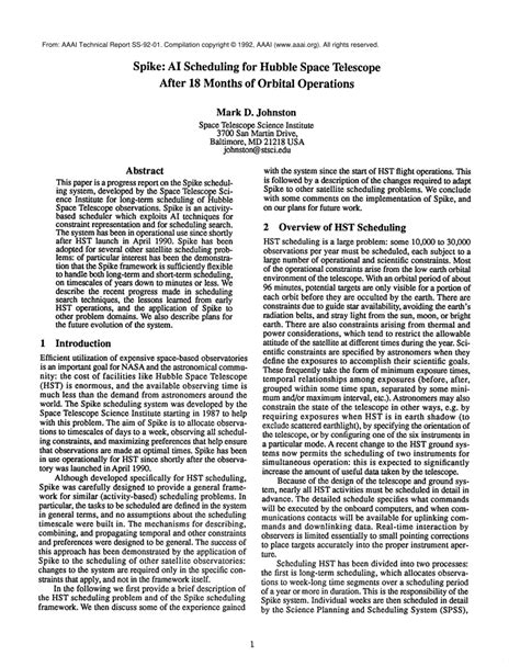 Pdf Spike Ai Scheduling For Hubble Space Telescope After 18 Months