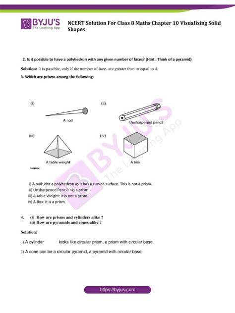 Ncert Solutions Class 8 Maths Chapter 10 Visualizing Solid Shapes