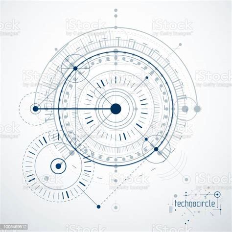 공학 기술 벡터 벽지 원과 선으로 만든 현대 기하학적 구성 서식 파일 및 레이아웃으로 사용할 수 있습니다 추상적인 기술 배경입니다 기계 공학에 대한 스톡 벡터 아트 및 기타
