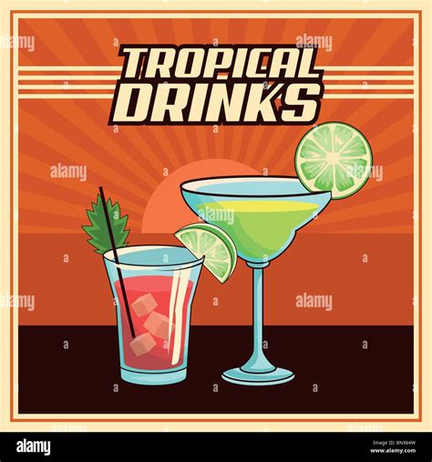 Tropical Cocktail Poster Stock Vector Image And Art Alamy