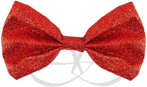 Pick2drop Red Bow Tie Glitter Sparkly Adjustable Dickie Dicky Dance