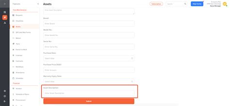 Custom Asset Field Facilitybot Facilities Management Software