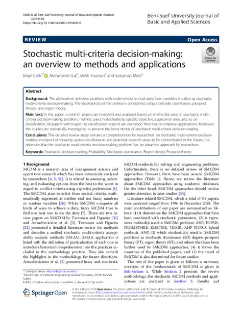 Pdf Stochastic Multi Criteria Decision Making An Overview To Methods