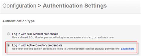 Authenticating With Active Directory Sql Monitor 5 Product