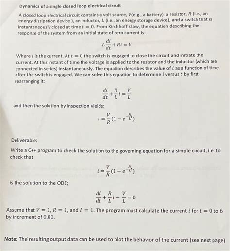 Solved Dynamics Of A Single Closed Loop Electrical Circuit A Chegg