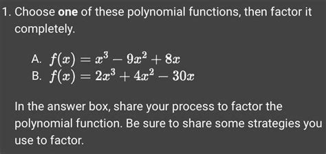 [answered] 1 Choose One Of These Polynomial Functions Then Factor It