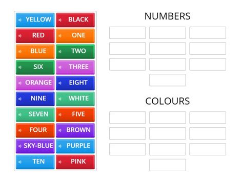 NUMBERS AND COLOURS Group Sort